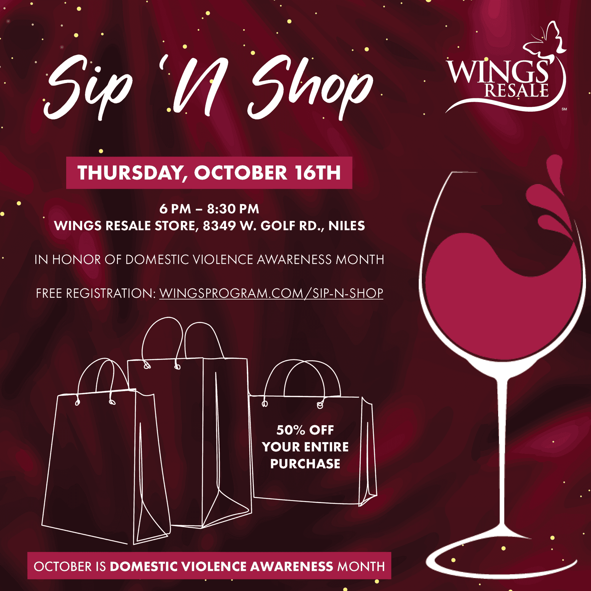 Sip 'N Shop at Niles Resale | WINGS Program