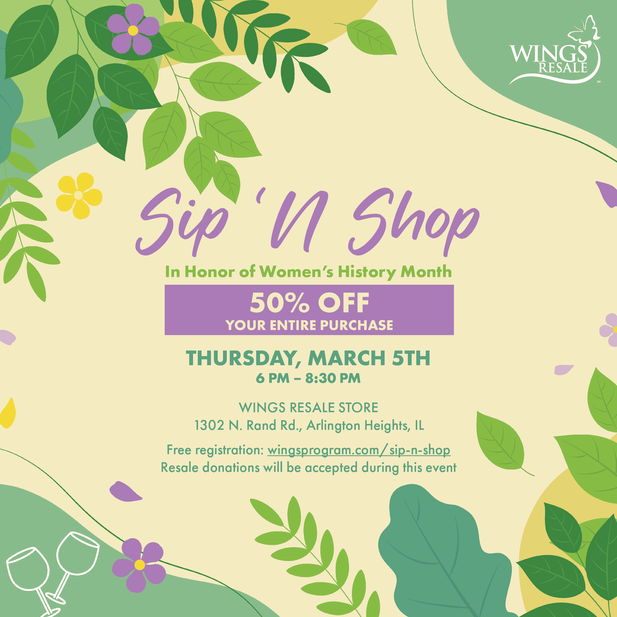 Sip 'N Shop in Honor of Women's History Month | WINGS Program